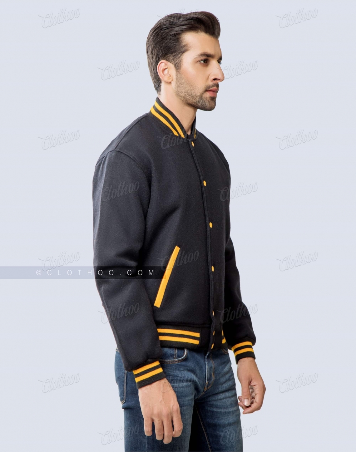 Black Wool Varsity Jacket – Classic USA Style - Clothoo