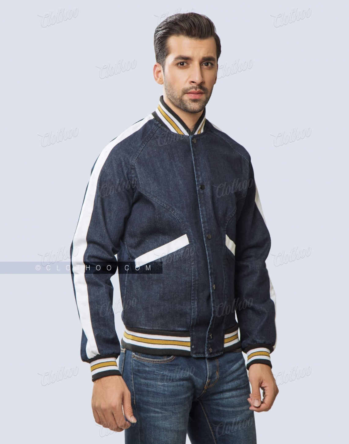 Stylish Denim Letterman Jacket for Women & Mens