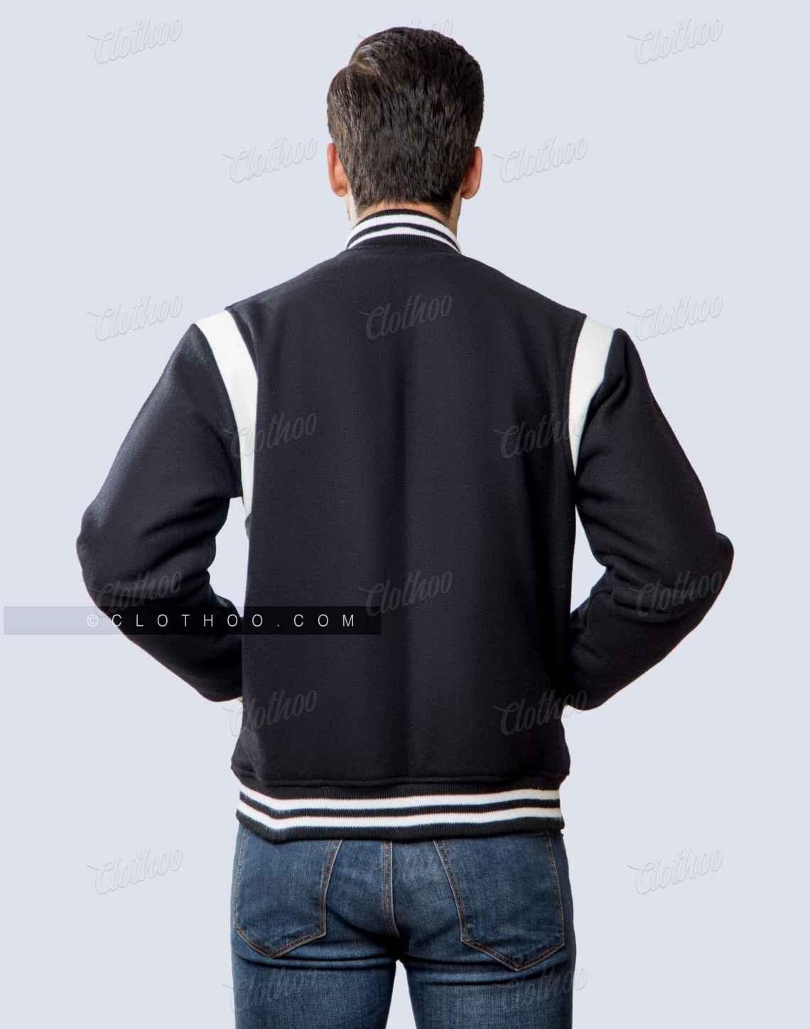 Black Wool Varsity Jacket with White Shoulder Insert – Vintage School ...