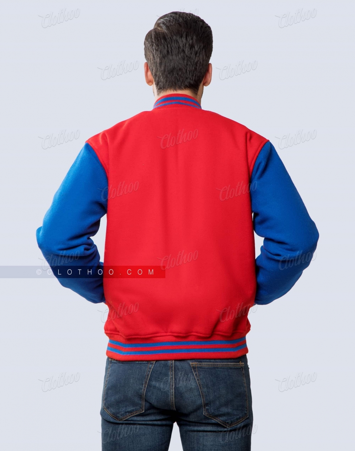 Red & Royal Blue Wool Varsity Jacket – School Colors - Clothoo