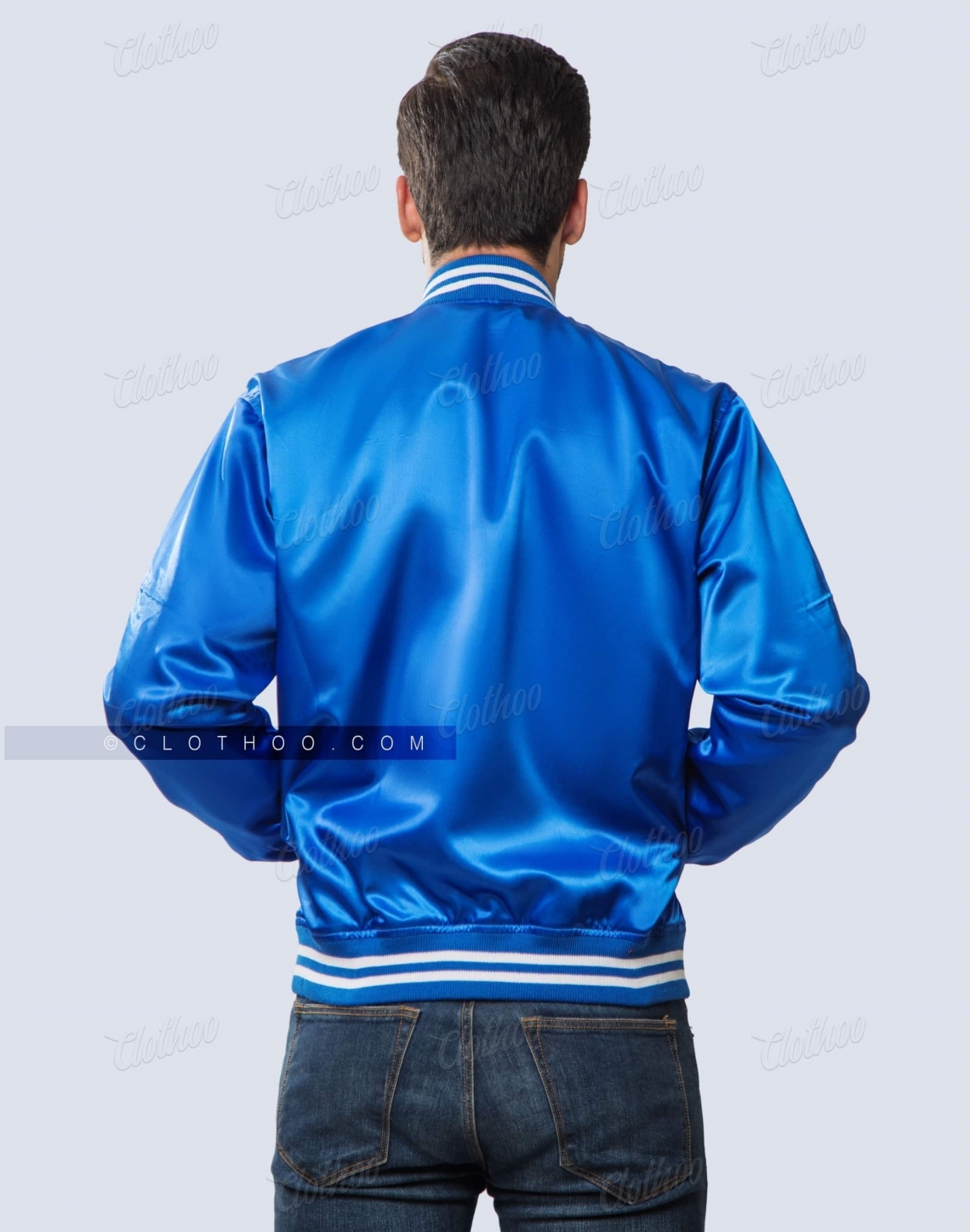 Royal Blue Satin Varsity Jacket – College Team Style - Clothoo
