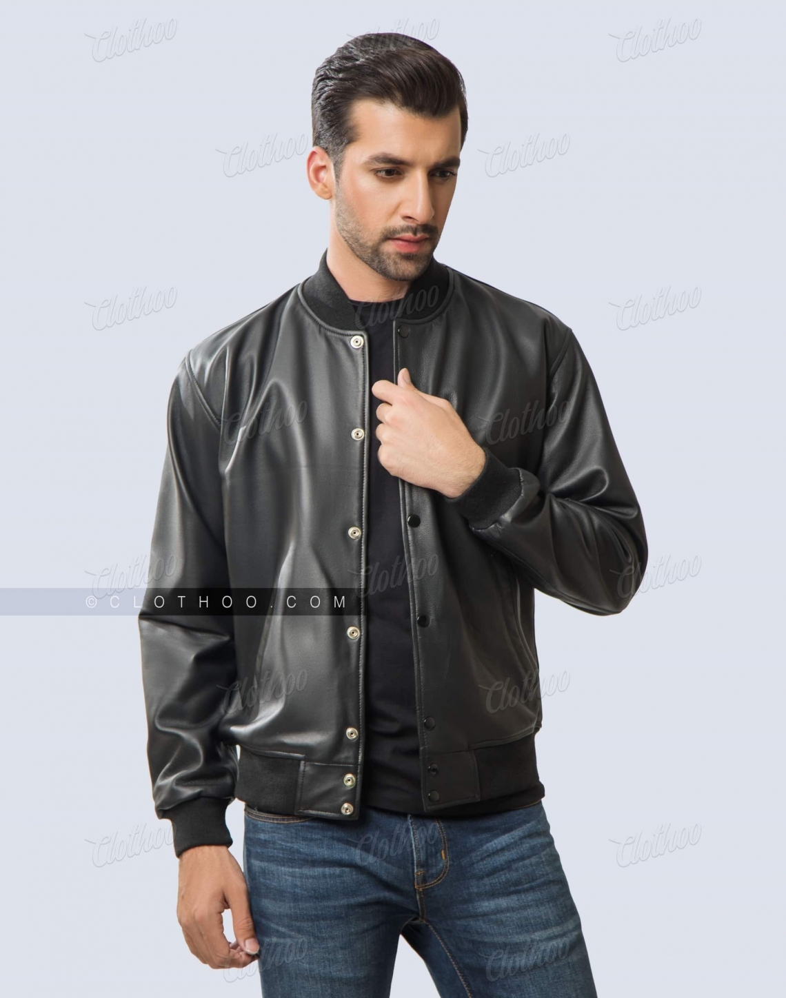 Luxurious All-Black Nappa Leather Letterman Jacket – Premium Wear - Clothoo