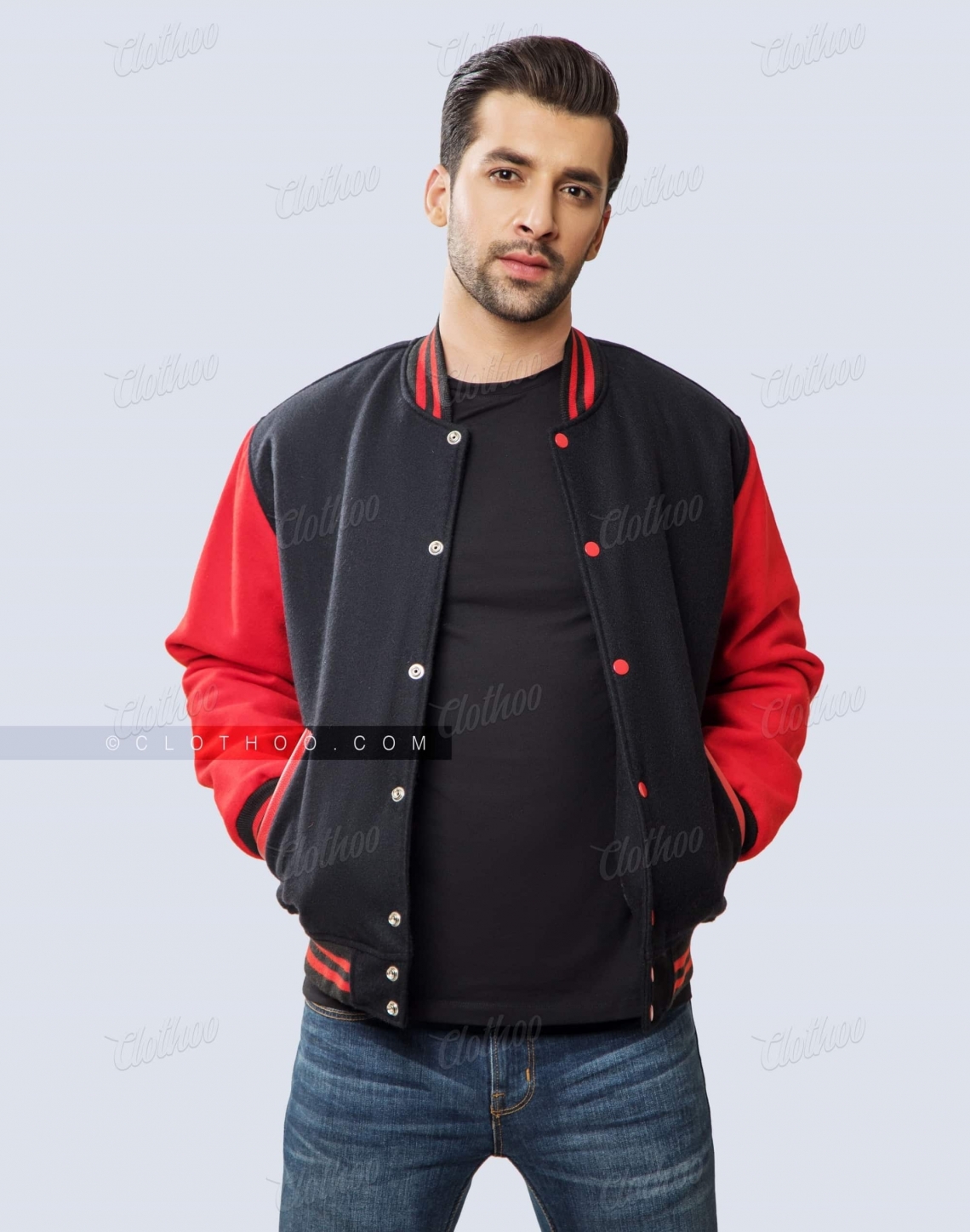 Black & Red Wool Varsity Jacket – Team Spirit - Clothoo