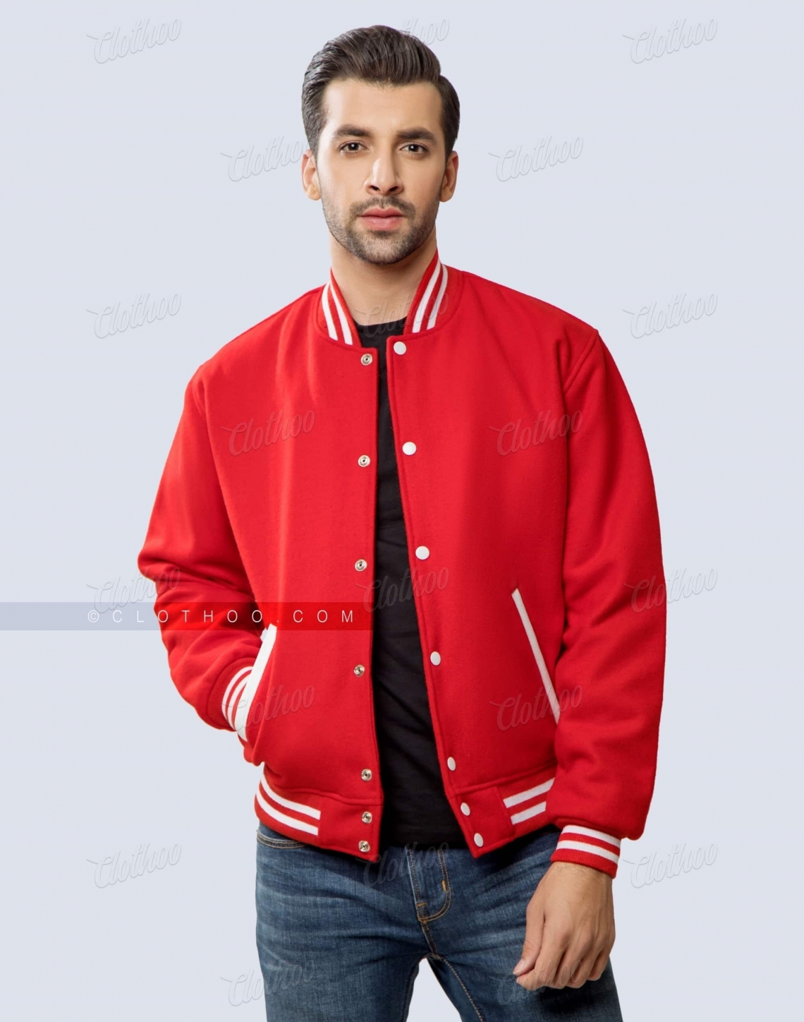 Red Wool Varsity Jacket – College Team Style - Clothoo