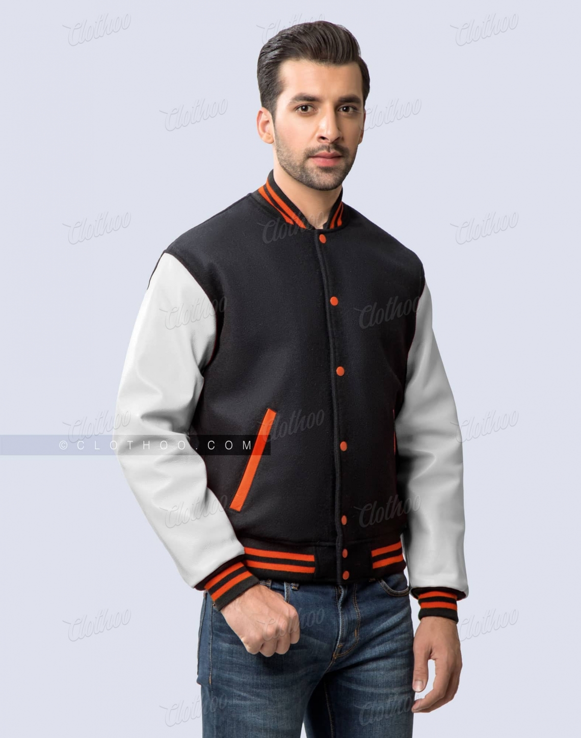 Black Wool & White Faux Leather Varsity Jacket – School Colors - Clothoo