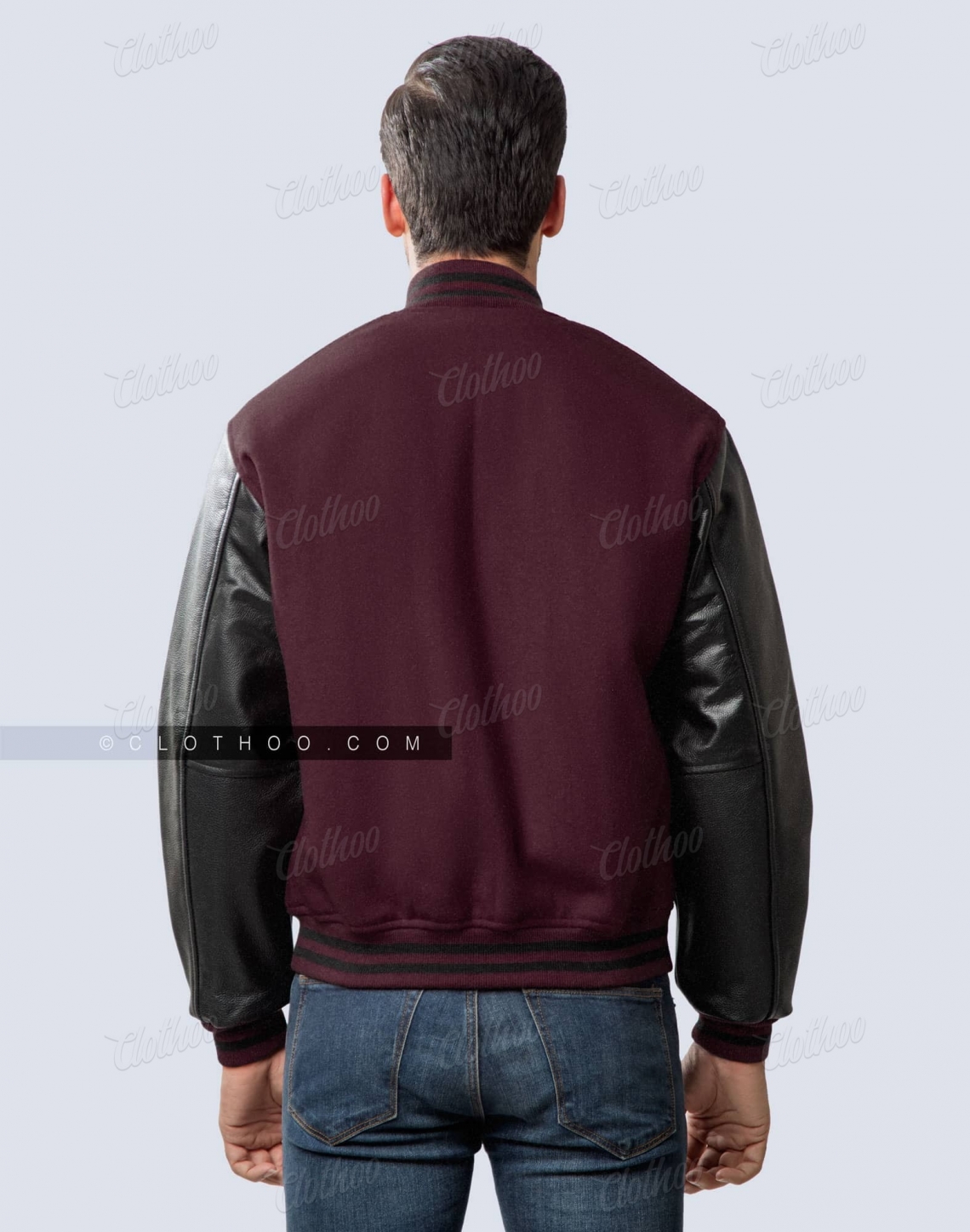 Maroon Wool & Black Leather Sleeves Varsity Jacket – Clothoo