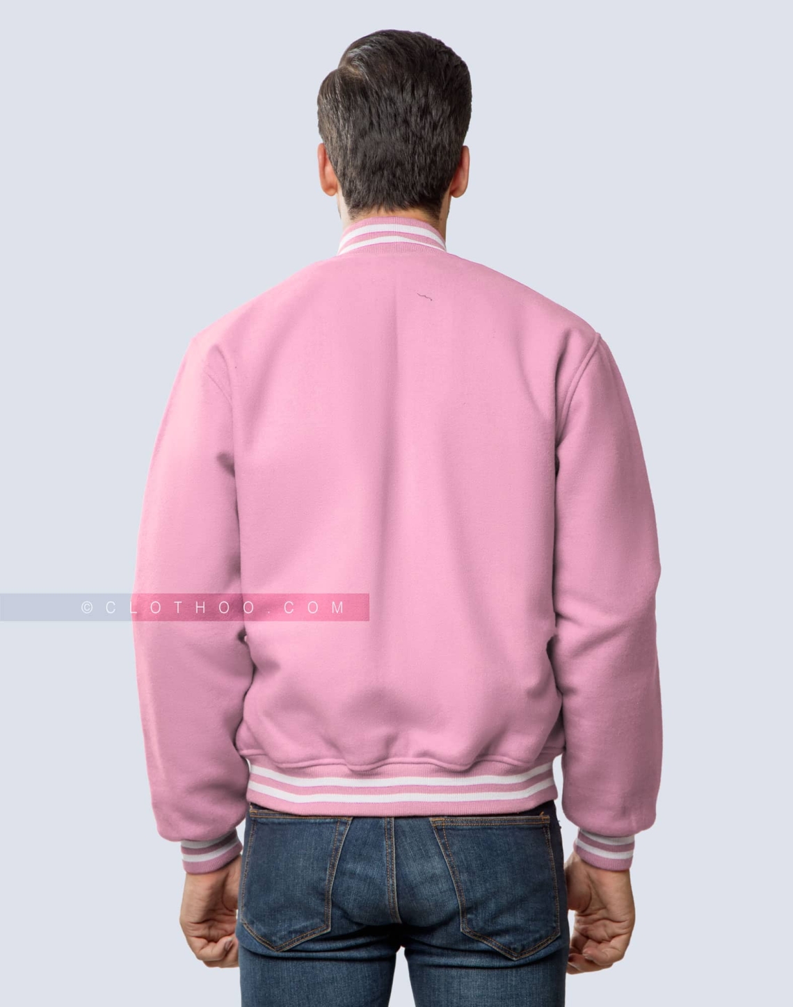 Baby Pink Wool Varsity Jacket – Stylish Fashion - Clothoo