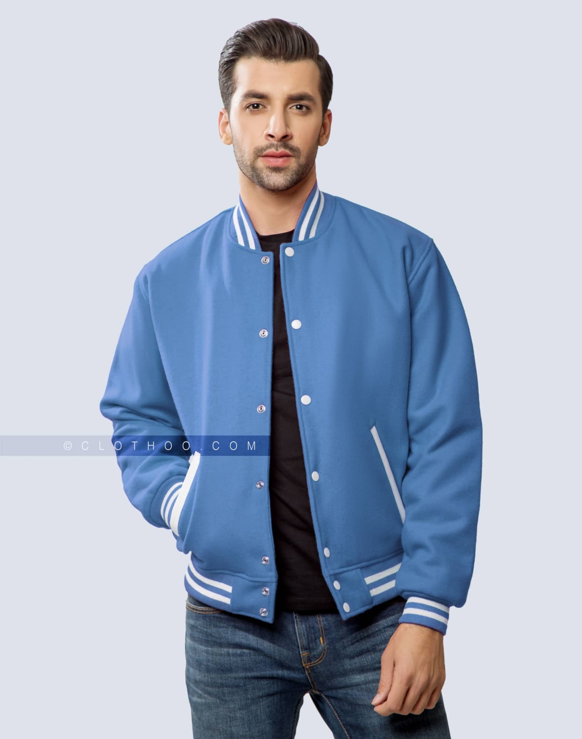 Sky Blue Wool Varsity Jacket – Team Lifestyle - Clothoo